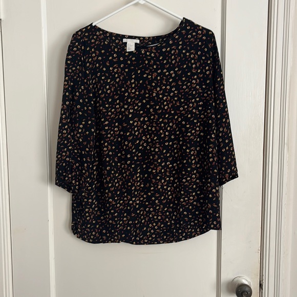 H&M | Tops | Charming Hm 34 Sleeve Floral Print Blouse Perfect For ...